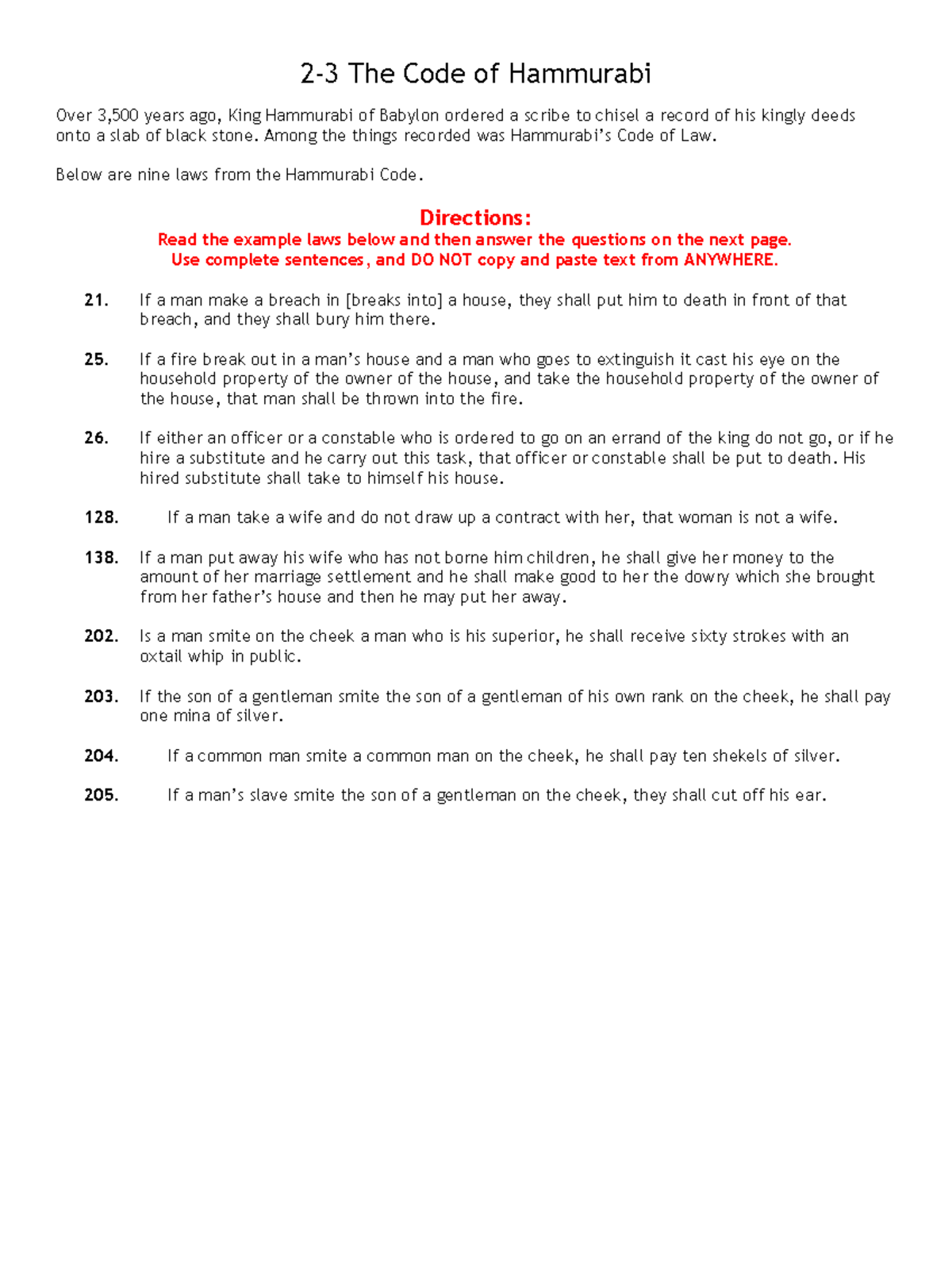 The Code of Hammurabi: Key Laws and Their Implications - 2-3 The Code ...