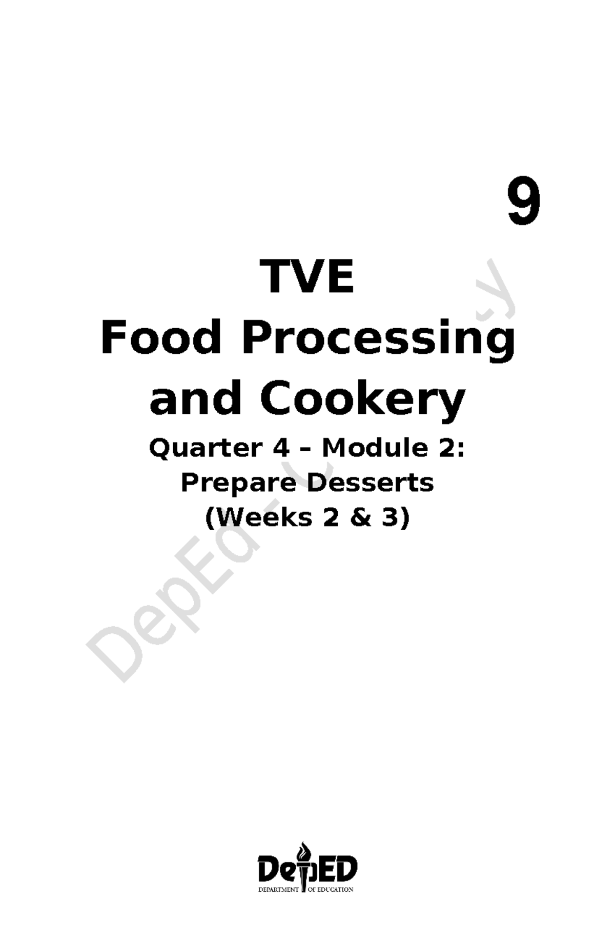 TVE-FPCookery 9-Q4M2Weeks 23 Passed - 9 TVE Food Processing and Cookery ...