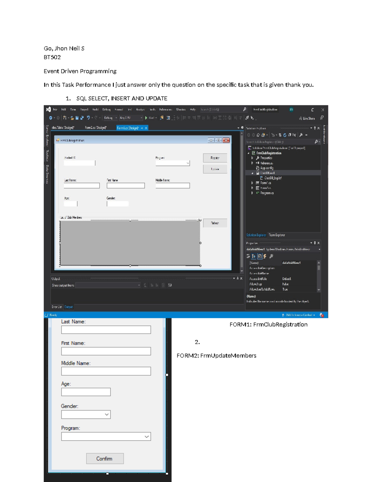 Event Driven Programming TPProg: Task Performance Overview - Studocu
