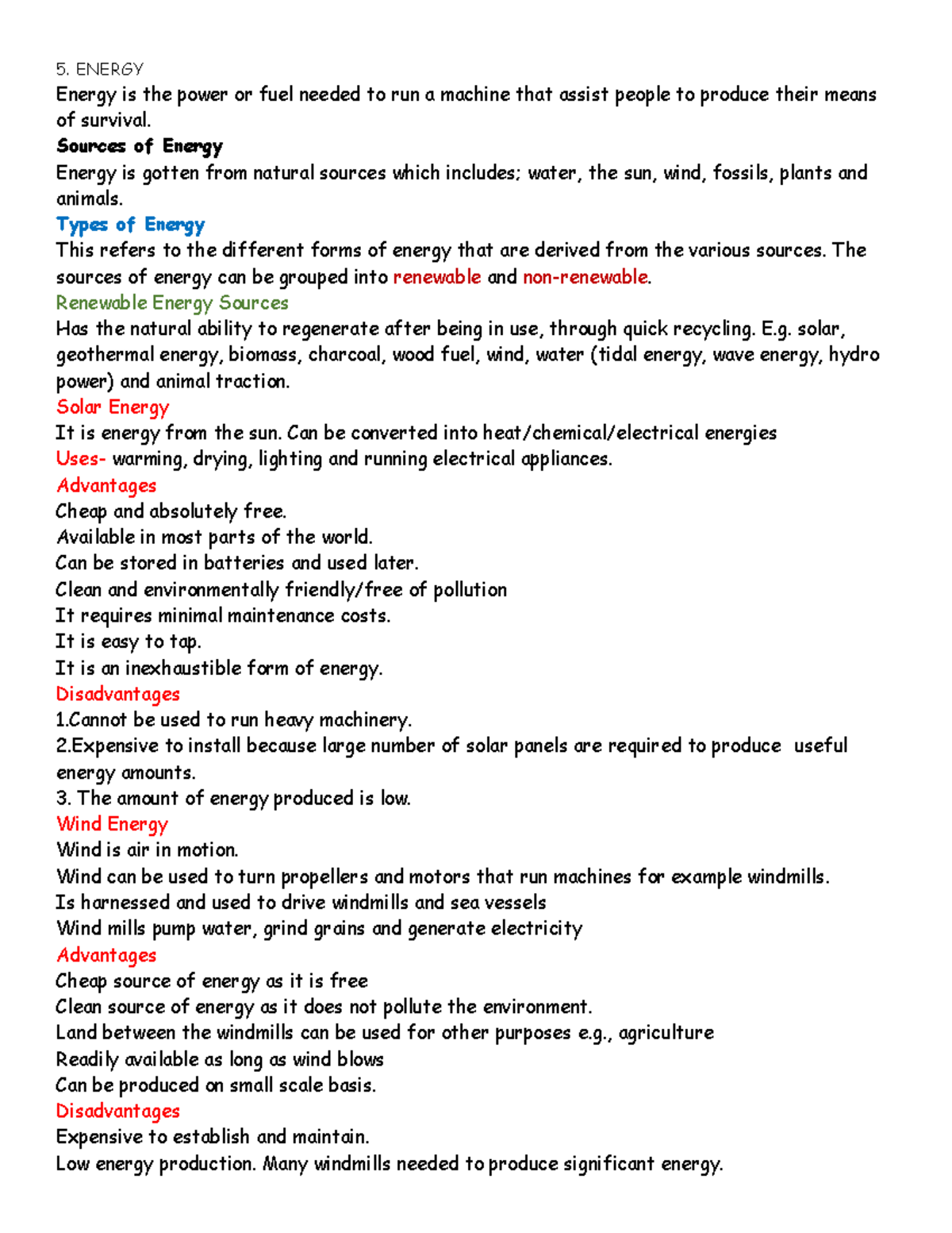 Energ 2 - FINAL REVISION NOTES ON ENERGY SOURCES AND MANAGEMENT - Studocu