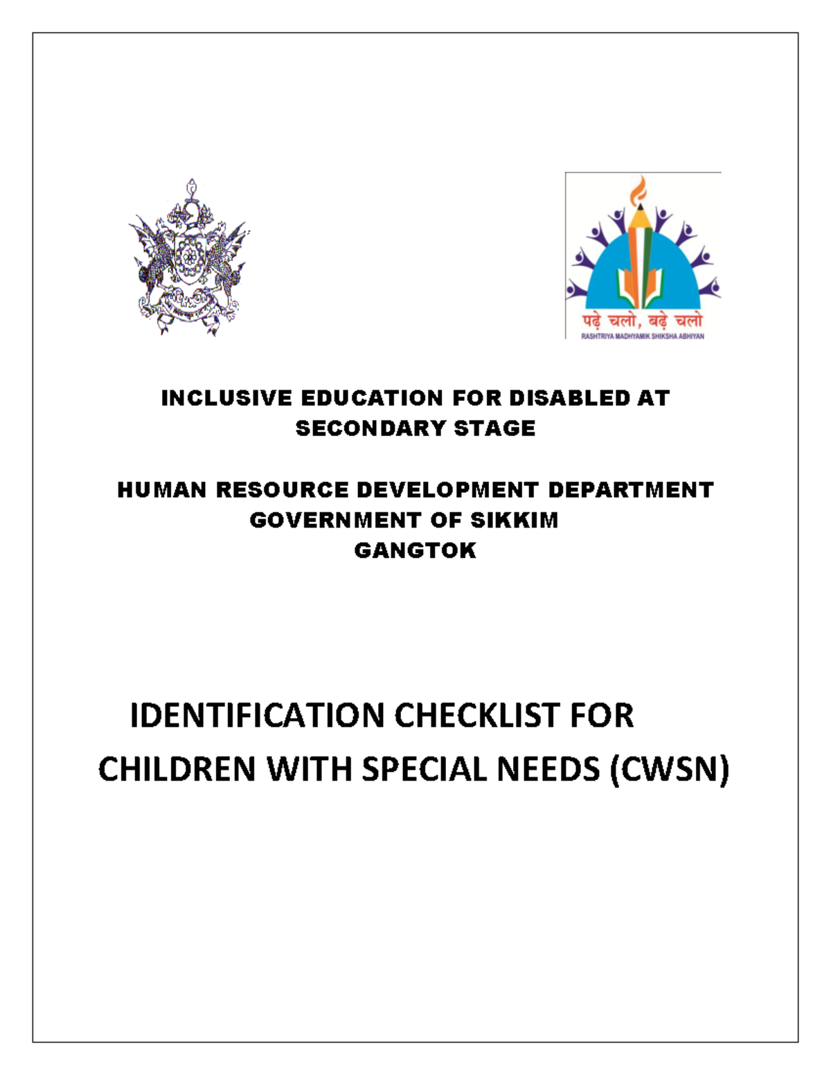 Identification Checklist for Children with Special Needs (CWSN) - Studocu