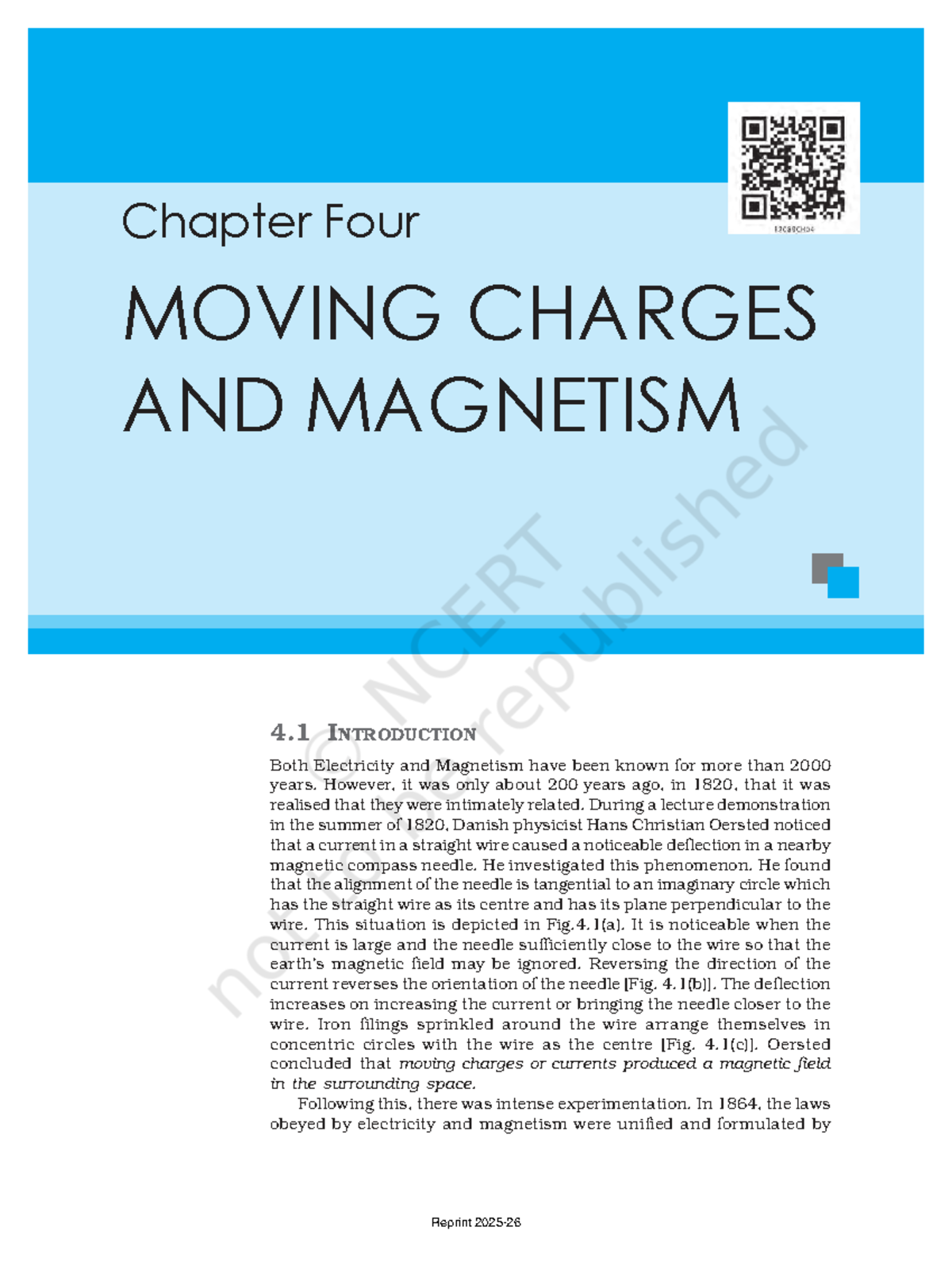 Leph104 - Chapter 4: Moving Charges and Magnetism Overview - Studocu