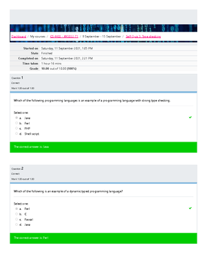Self-Quiz 1 Prolog and Logical Programming Basics Attempt review ...