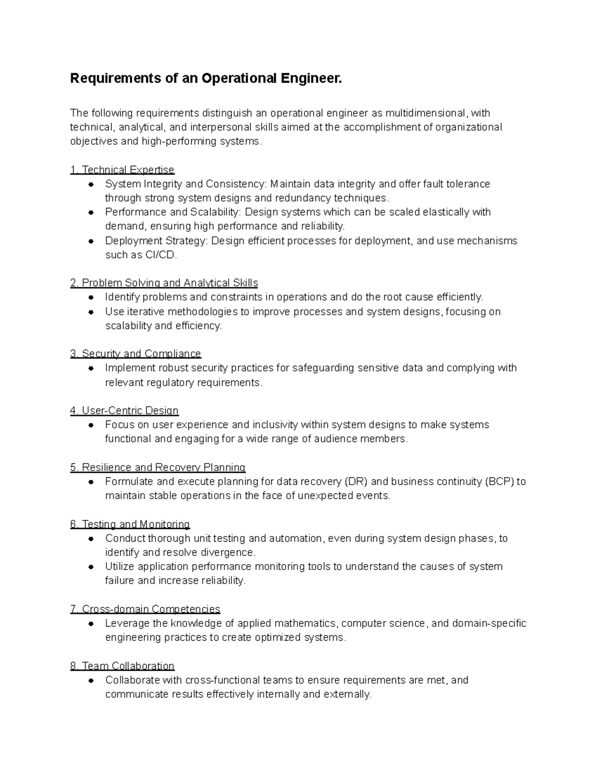 Practice 12 - Analyze the Requirements of Operational Engineers ...