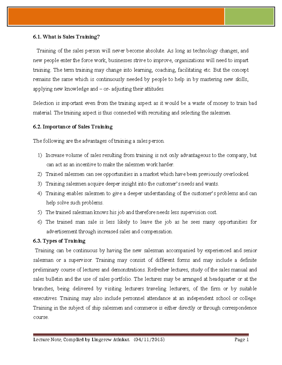 Sales Management Chapter 6: Understanding Sales Training Essentials ...