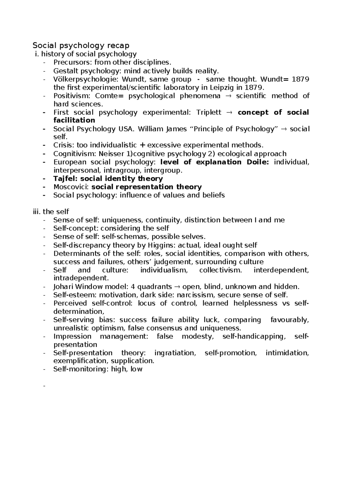 Social Psychology Recap: Key Concepts and Theories - Studocu