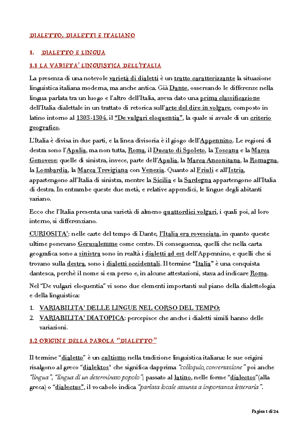 DIALETTO E LINGUA: STORIA E VARIETÀ NELLA LINGUISTICA ITALIANA - Studocu