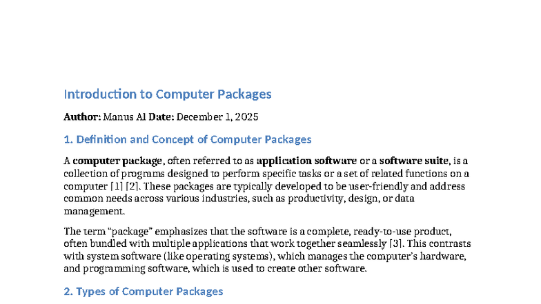 Introduction to Computer Packages: Overview and Types - Studocu