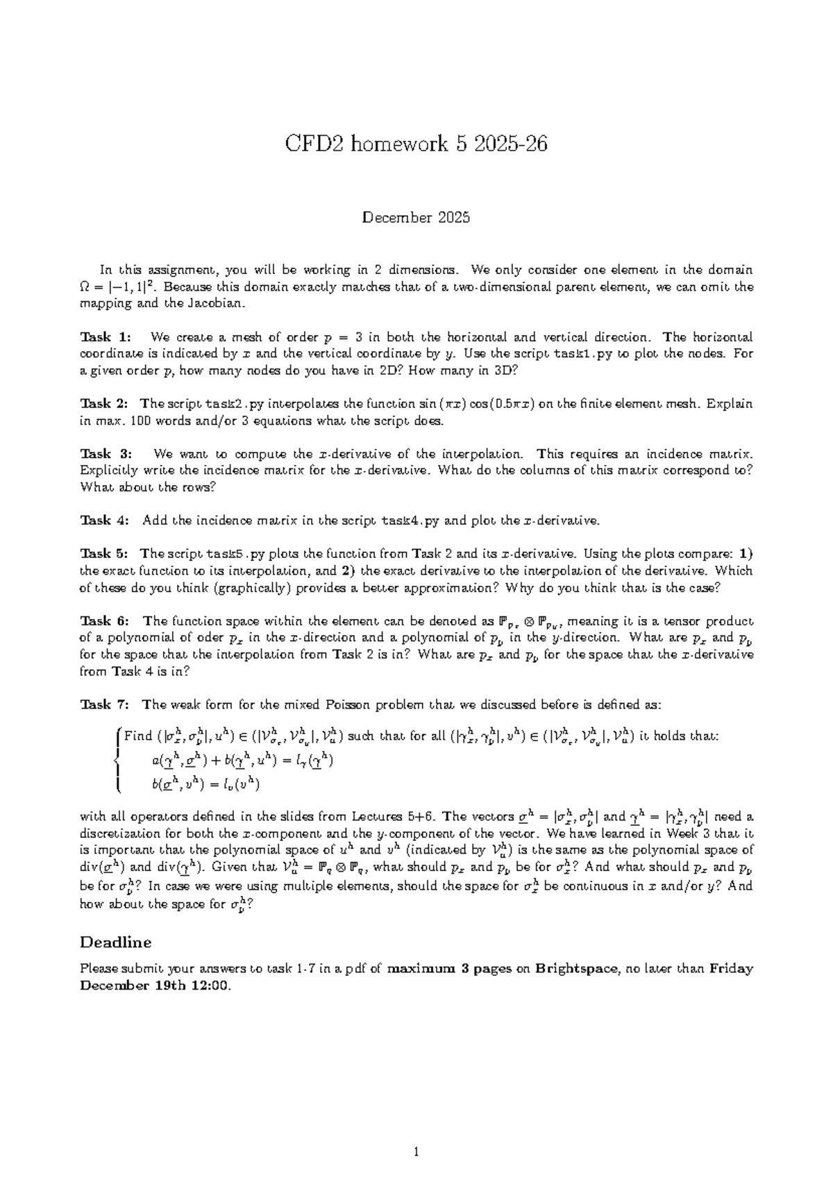 CFD2 Homework 5: 2D Mesh and Interpolation Tasks - Studeersnel