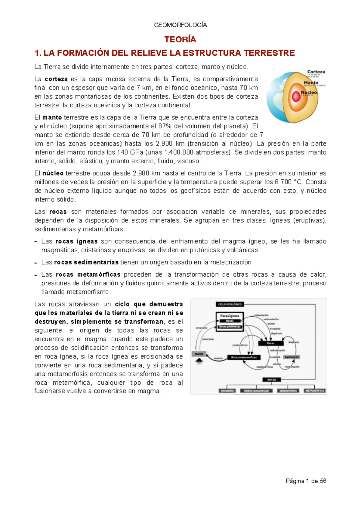 GEOMORFOLOGÍA TEORÍA 1: ESTRUCTURA Y FORMACIÓN DEL RELIEVE - Studocu