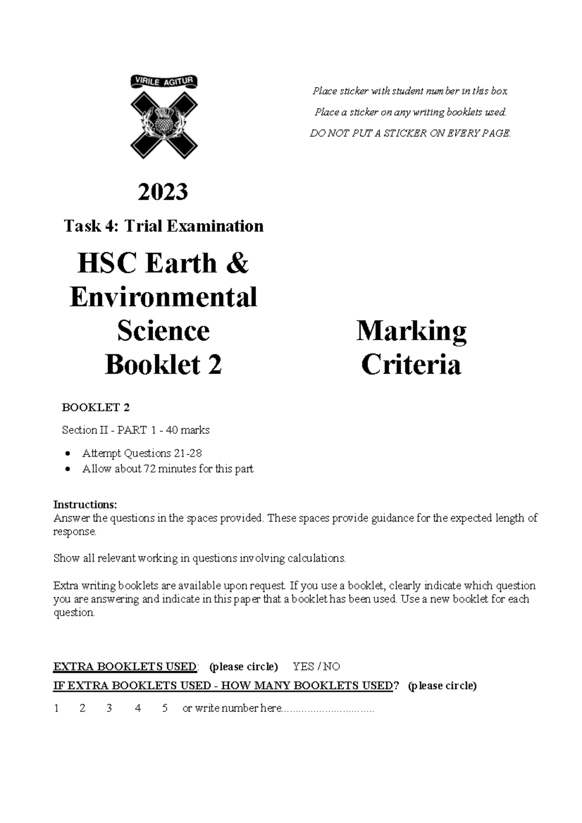 2023 EES HSC Trial Exam Marking Criteria & Guidelines - Studocu