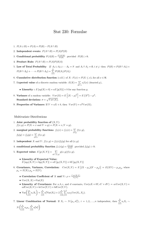 Midterm 1 Solution - STAT 230 Midterm 1 University of Waterloo Question 1 2 3 4 5 Total Points 5 ...