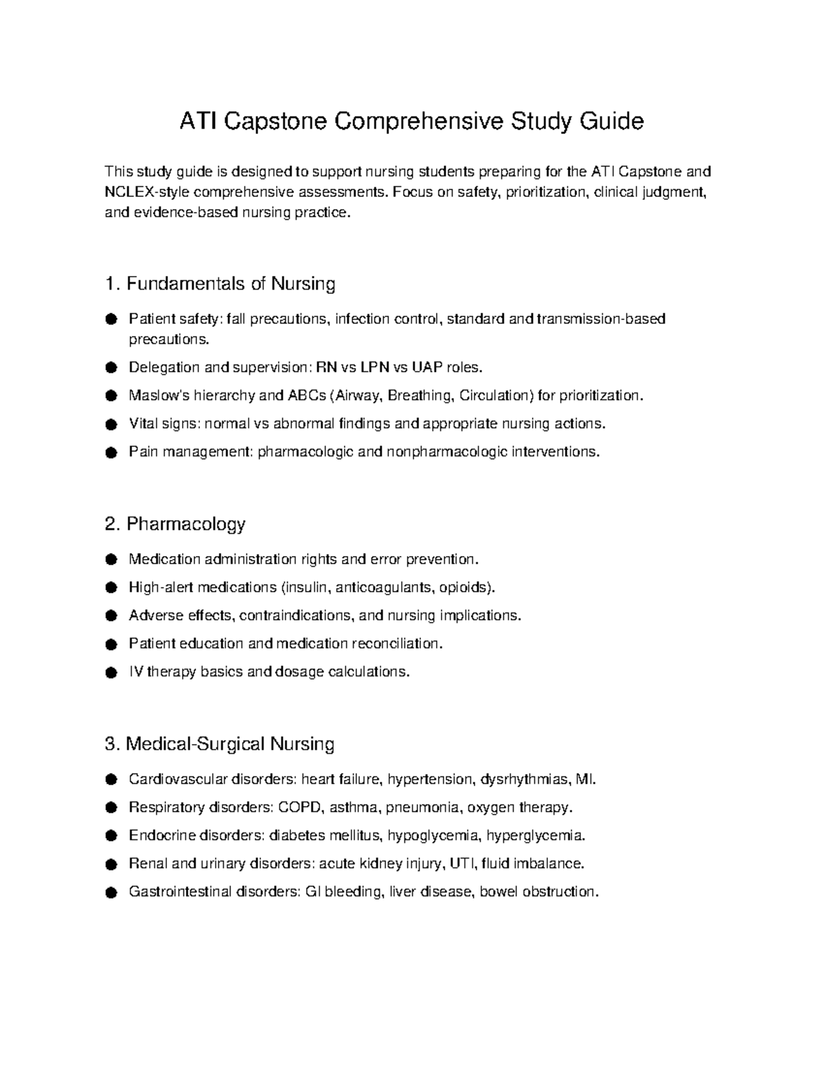 ATI Capstone Comprehensive Study Guide for Nursing Students - Studocu