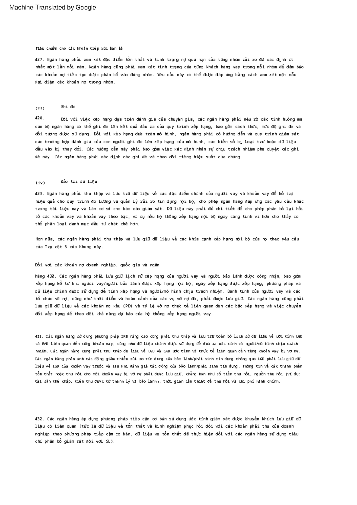 Tiêu chuẩn Basel cho các khoản tiếp xúc bán lẻ (100-132) - Studocu