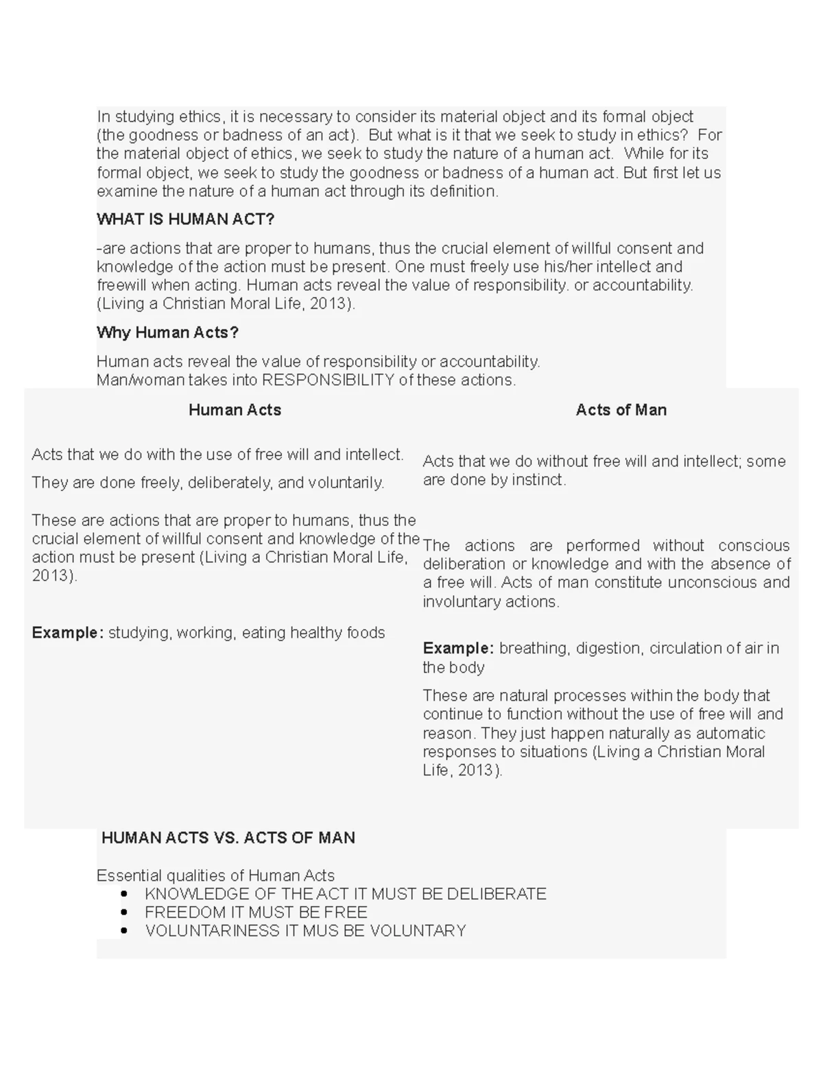 Human Act versus Act of Man - In studying ethics, it is necessary to ...