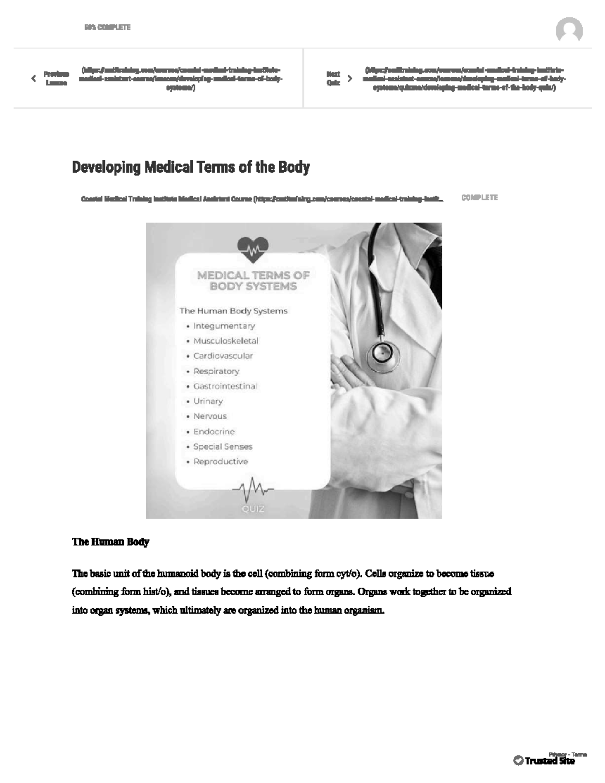 Developing Medical Terminology for the Human Body - CMTI LLC - COMPLETE ...