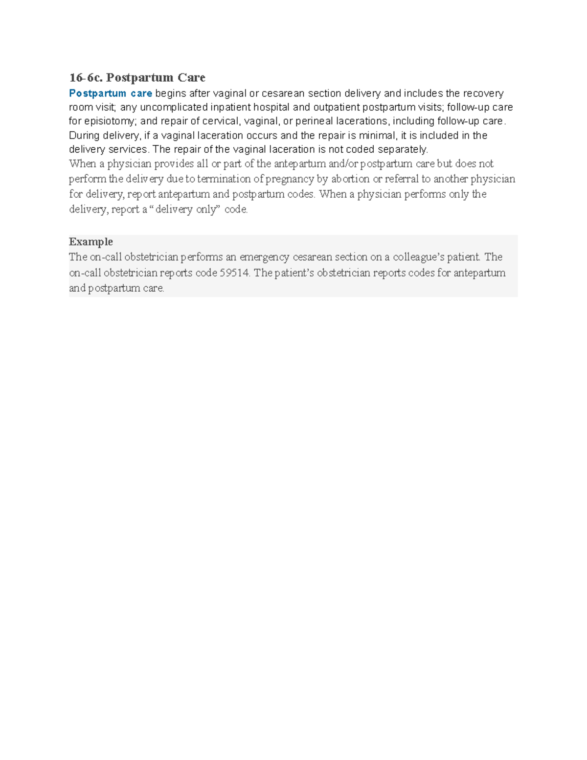 Postpartum Care Guidelines & Coding for Delivery Services - Studocu