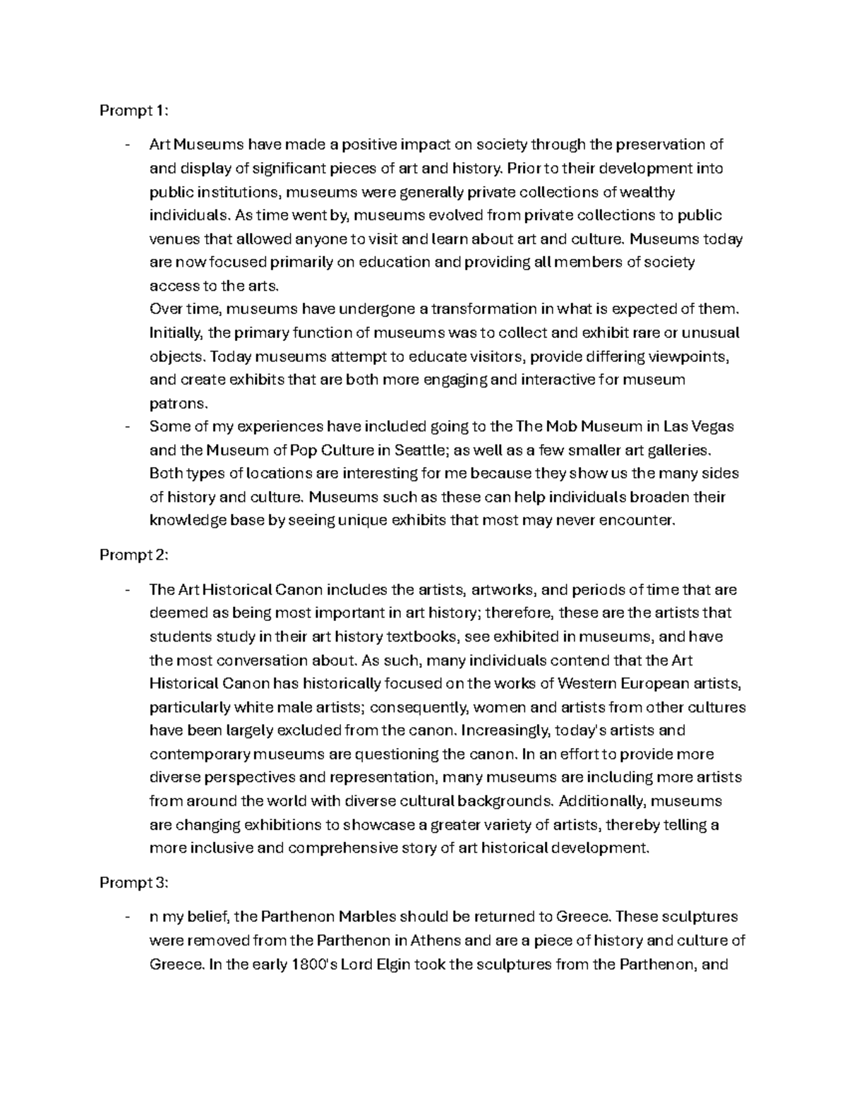 Wolff JE7 ART1100 - The Impact of Art Museums on Society - Studocu