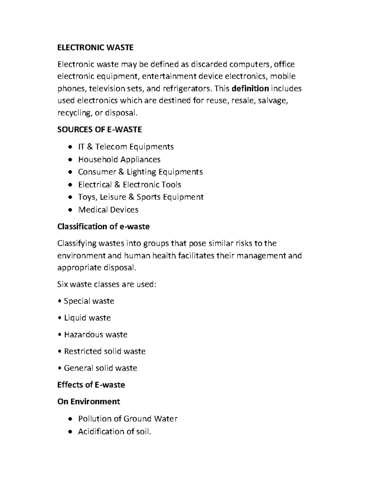 Computer Maintenance and Support: E-Waste Management Overview - Studocu