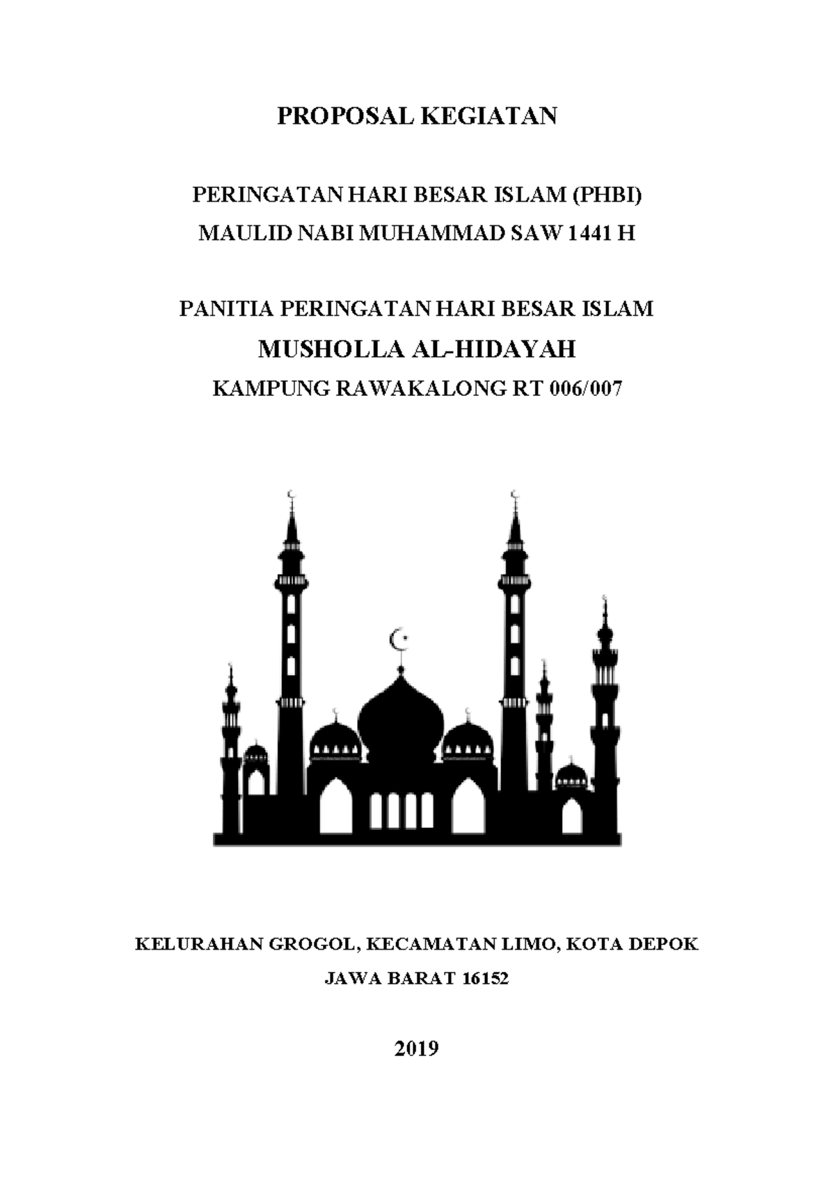 Proposal Kegiatan Maulid Nabi Muhammad SAW 1441 H di Musholla Al ...
