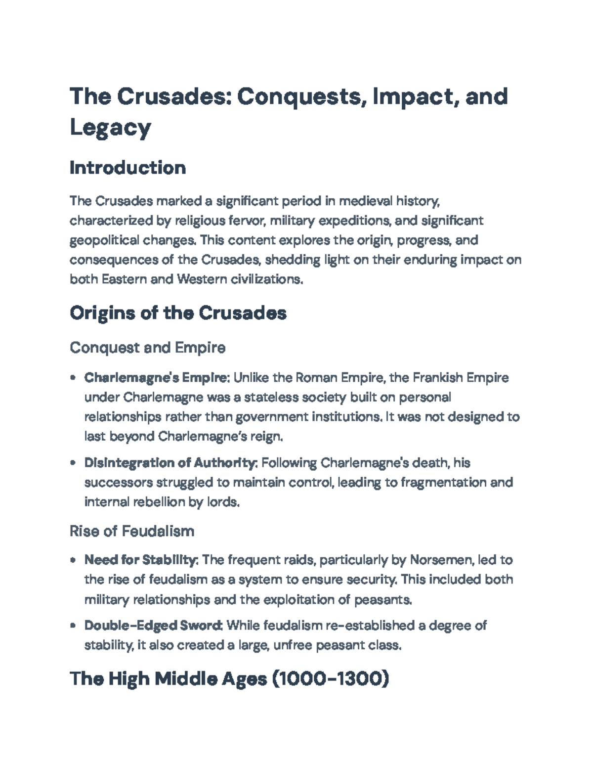 The Crusades: Key Events and Lasting Effects Overview (HIST101) - Studocu