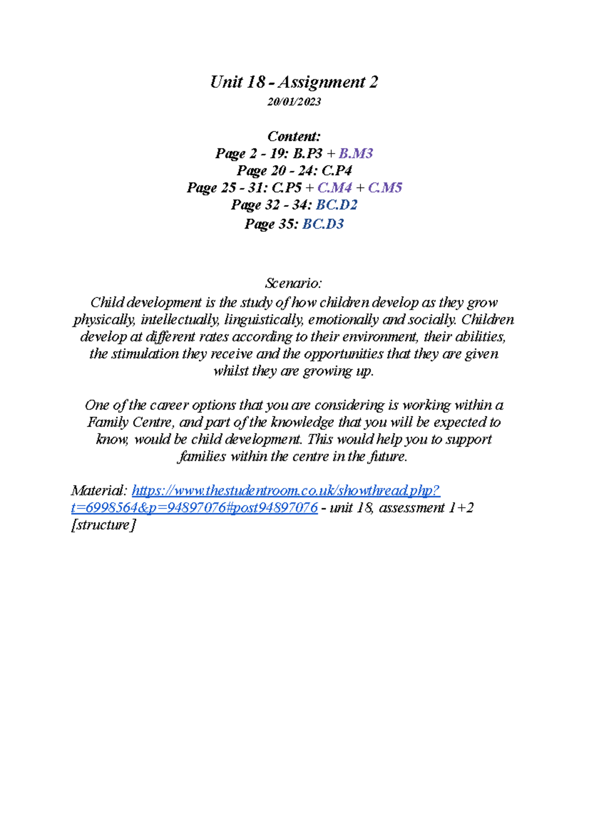 Unit 18 - Assignment 2: Exploring Factors Impacting Children's Development - Studocu