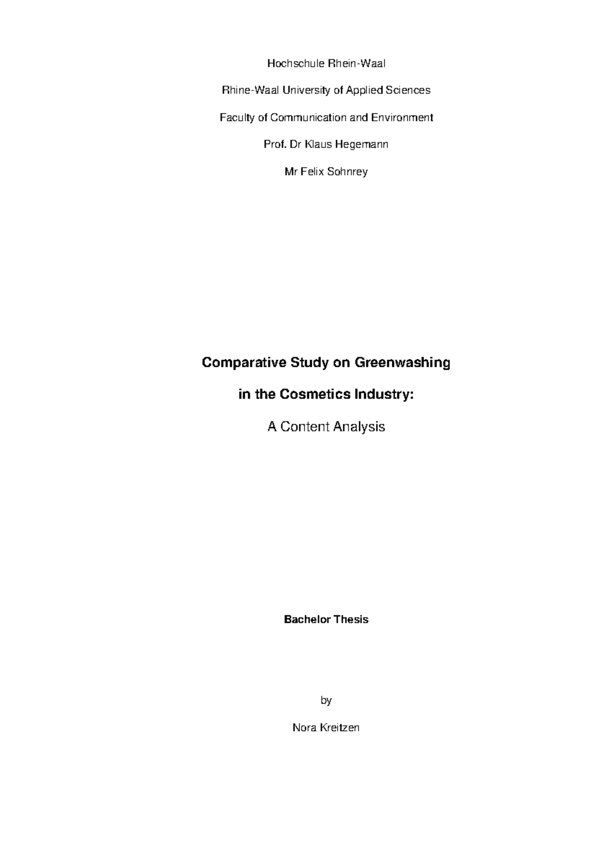 Bachelor Thesis: Comparative Study on Greenwashing in Cosmetics ...
