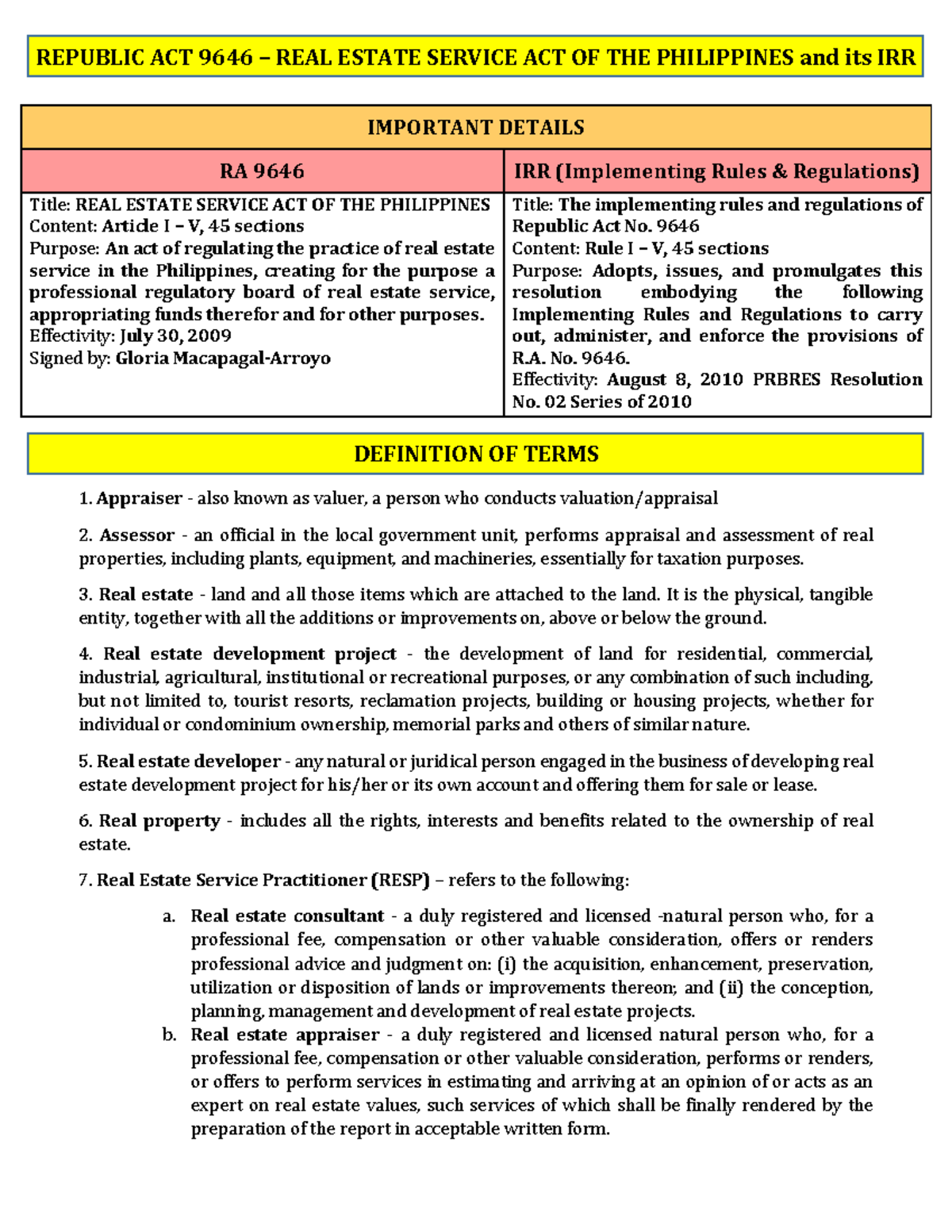RESA 9646 Law Reviewer: Key Provisions & Implementing Rules - Studocu