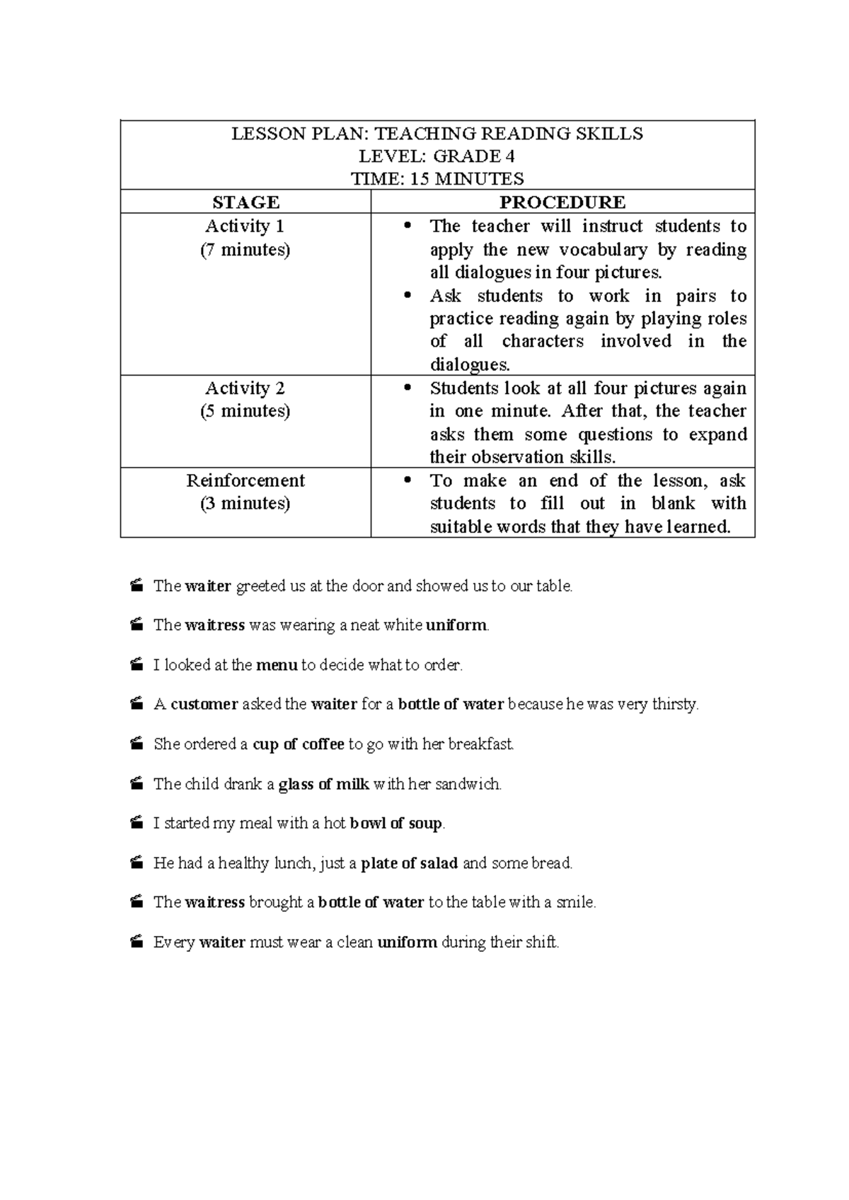 Grade 4 Reading Skills Lesson Plan: Engaging Activities & Procedures ...