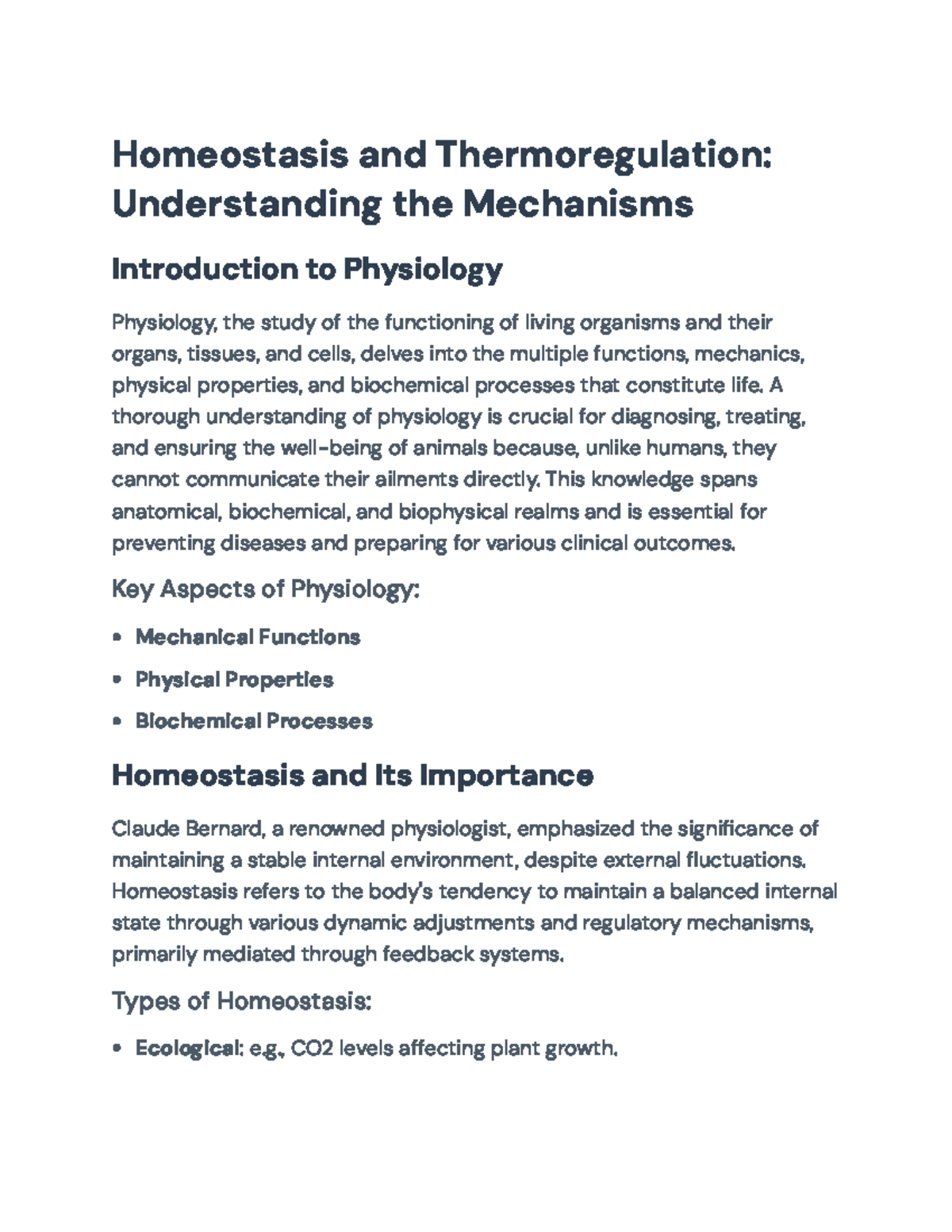 Homeostasis and Thermoregulation in Veterinary Physiology: Key Concepts ...
