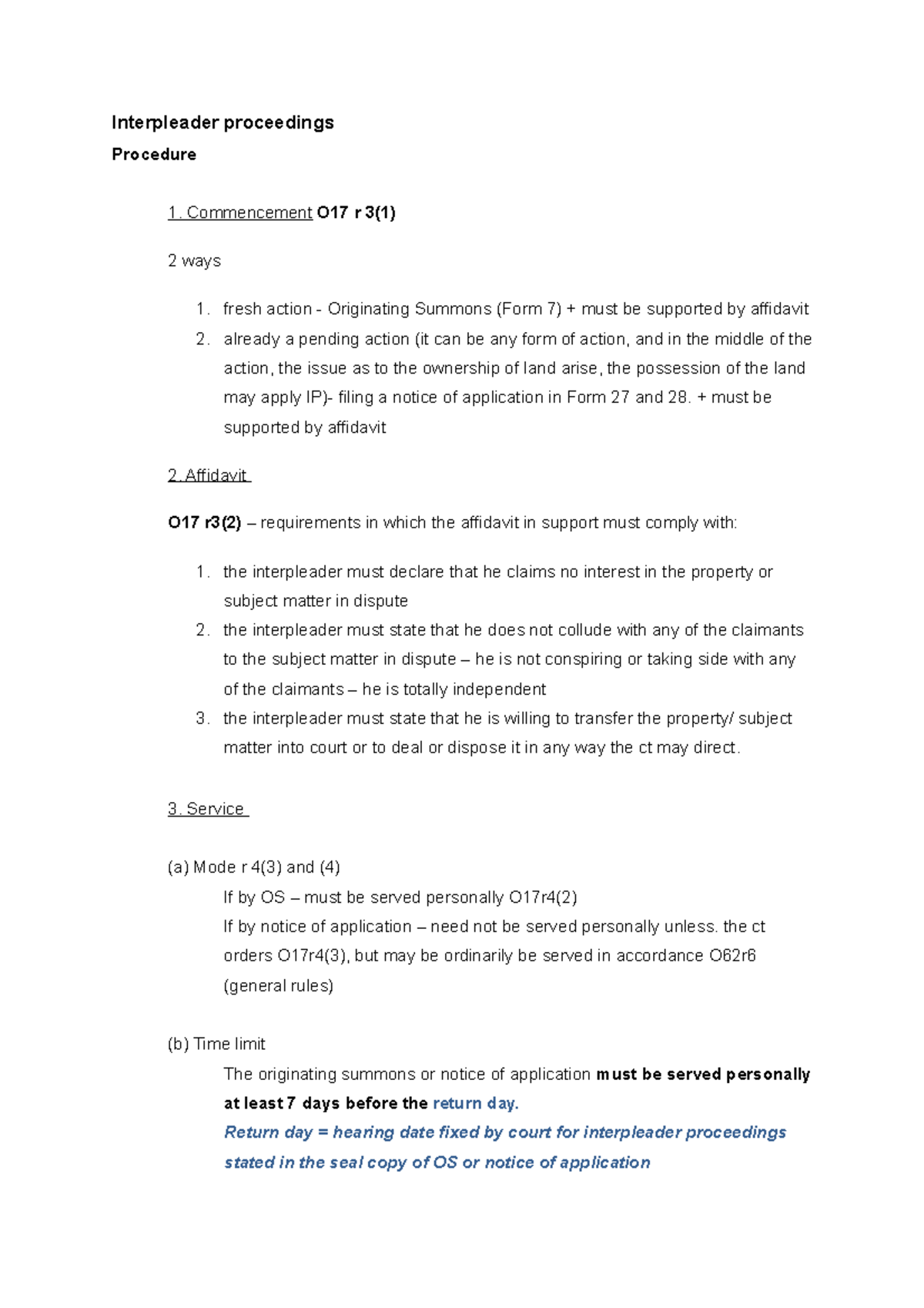 Interpleader Proceedings Overview and Procedure Guide - Studocu