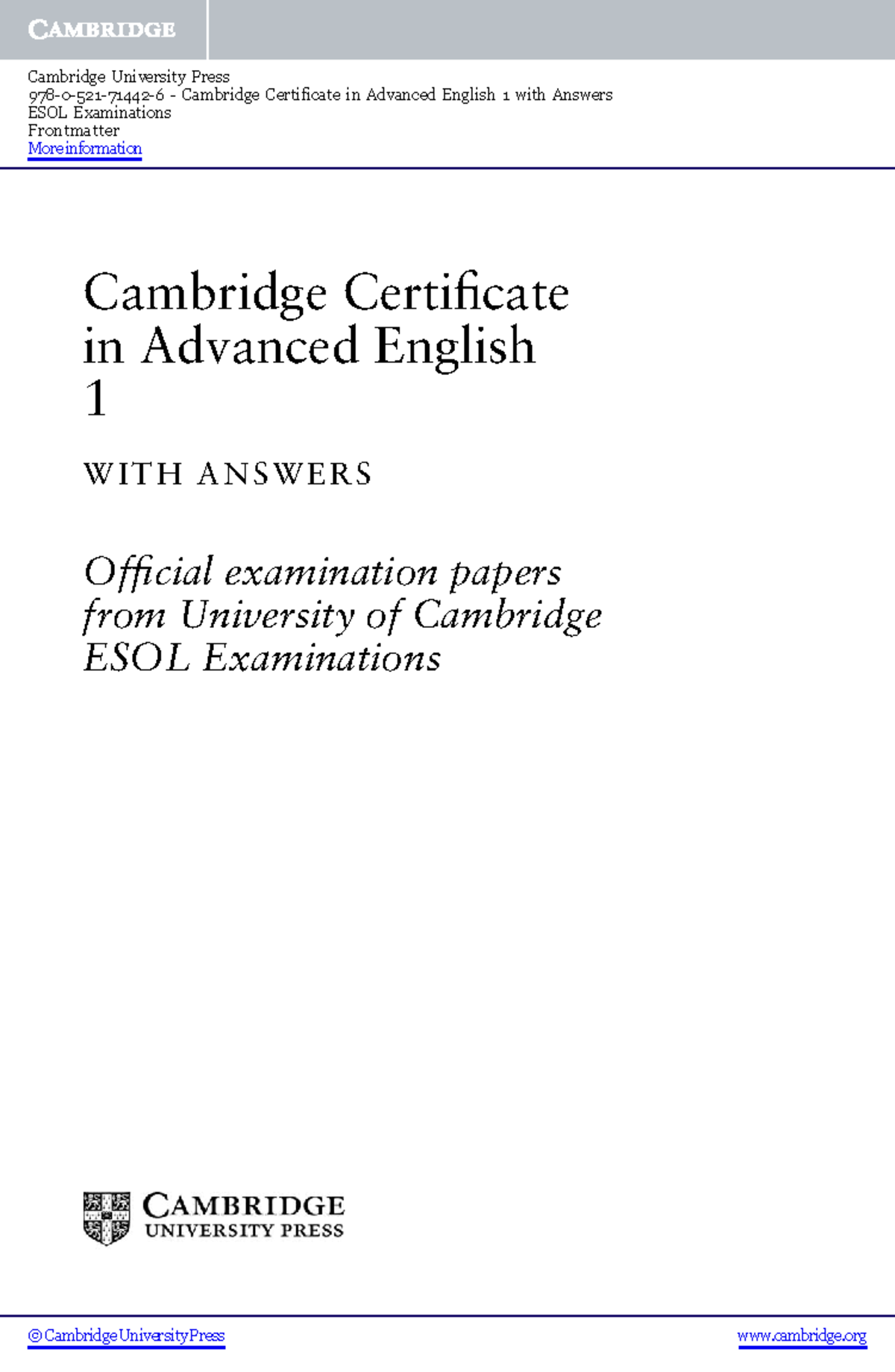 Cambridge CAE 1 Practice Tests with Answers - Official Exam Papers ...