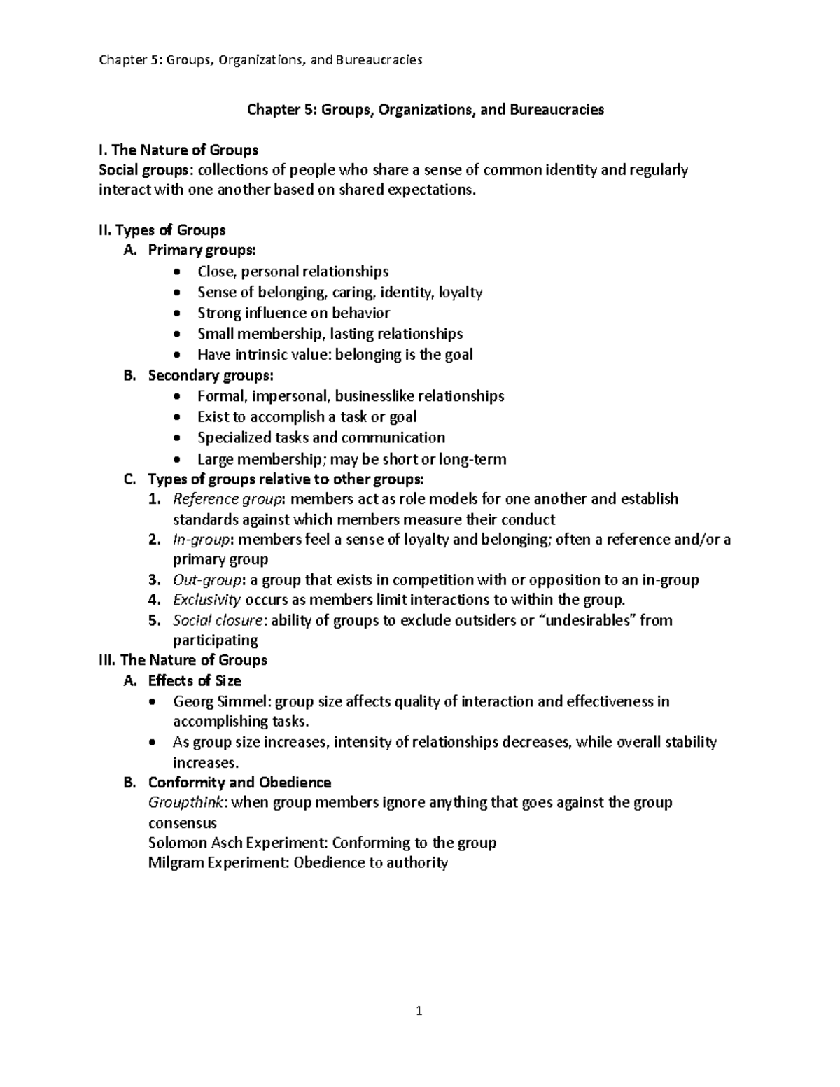 Sociology 101: Chapter 5 - Groups, Organizations, and Bureaucracies ...