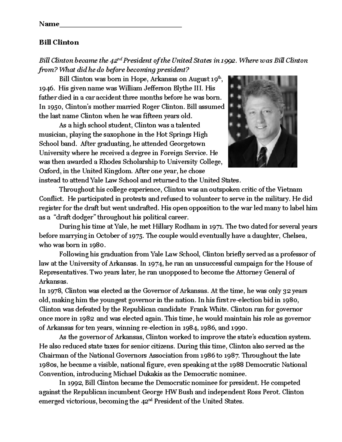 Bill Clinton: Overview of His Life and Presidency (History 101) - Studocu