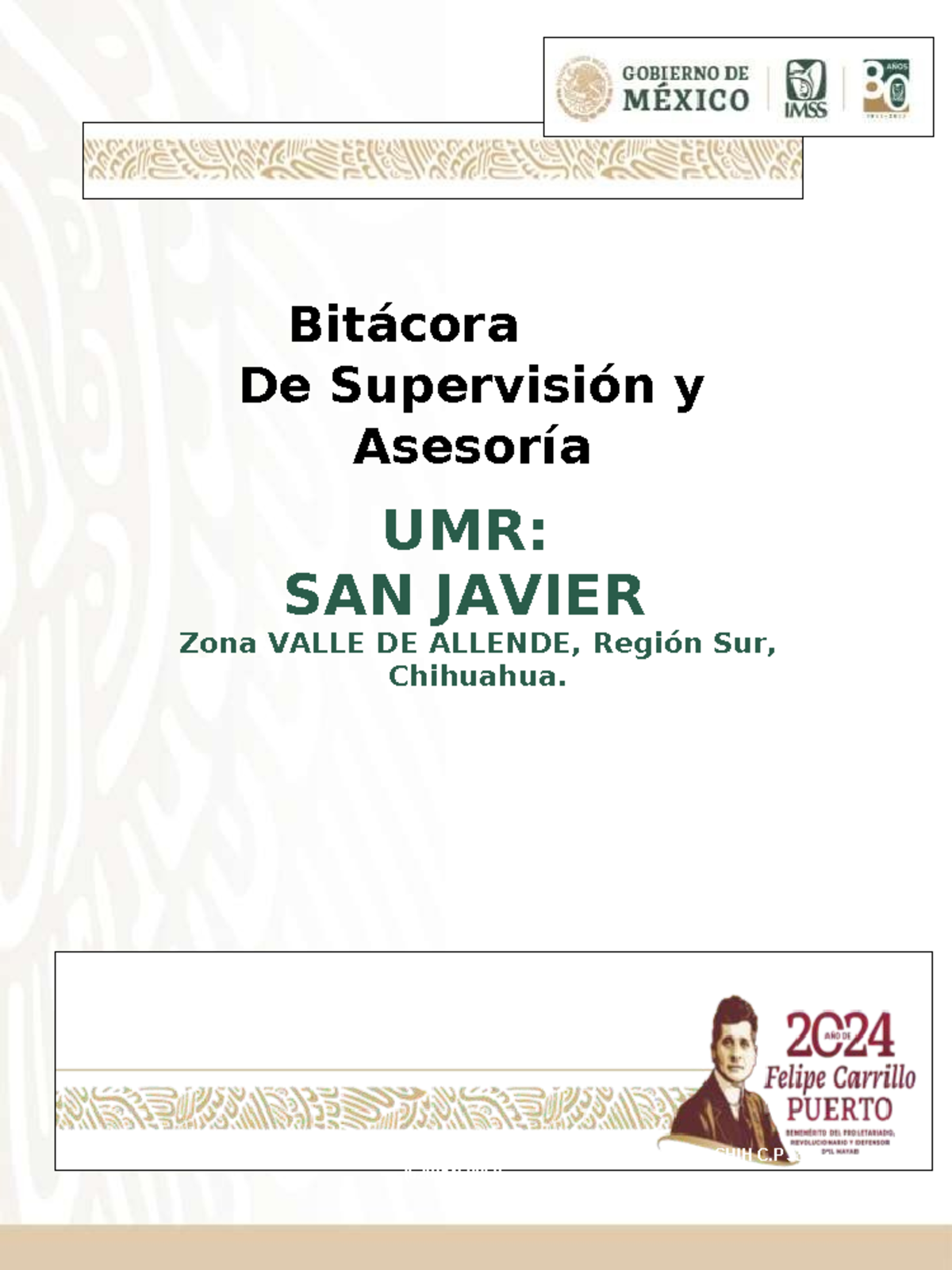 Portadas Carpetas Unidades DE Salud - Bitácora De Supervisión y ...