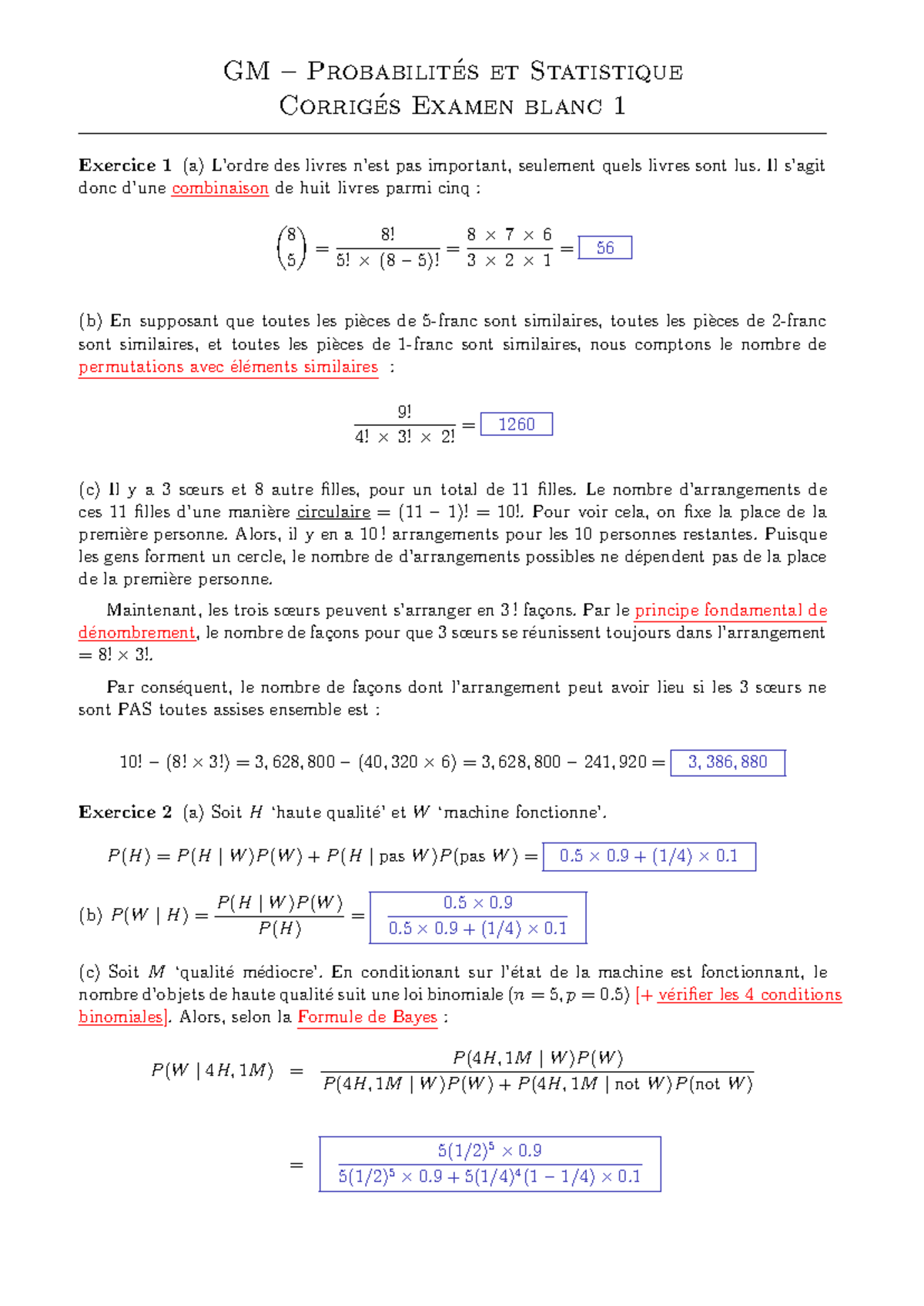 GM et Statistique EB1 - Examen Blanc 1 Solutions et Exercices - Studocu