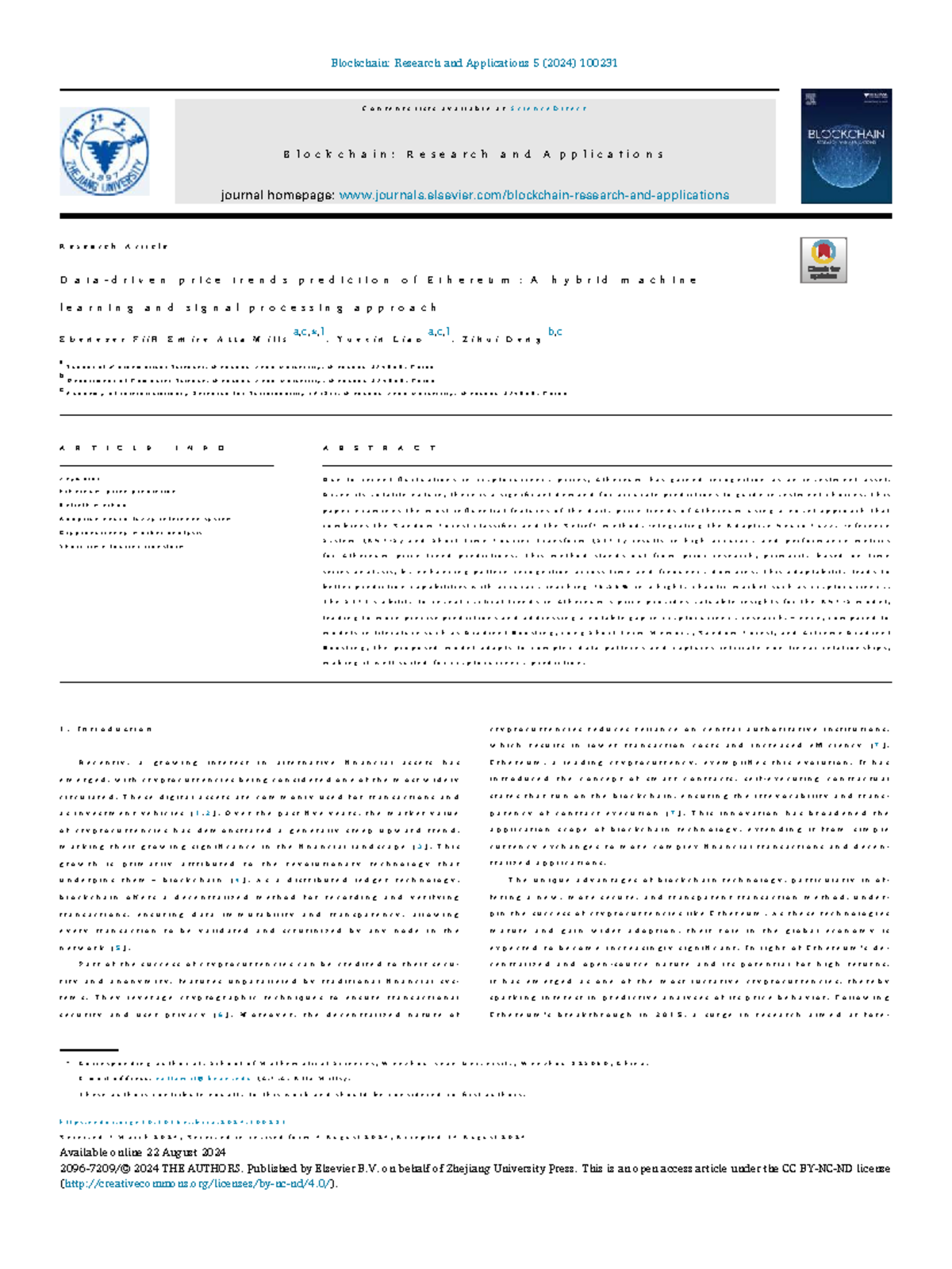 Predicting Ethereum Price Trends: A Hybrid ML & Signal Processing ...