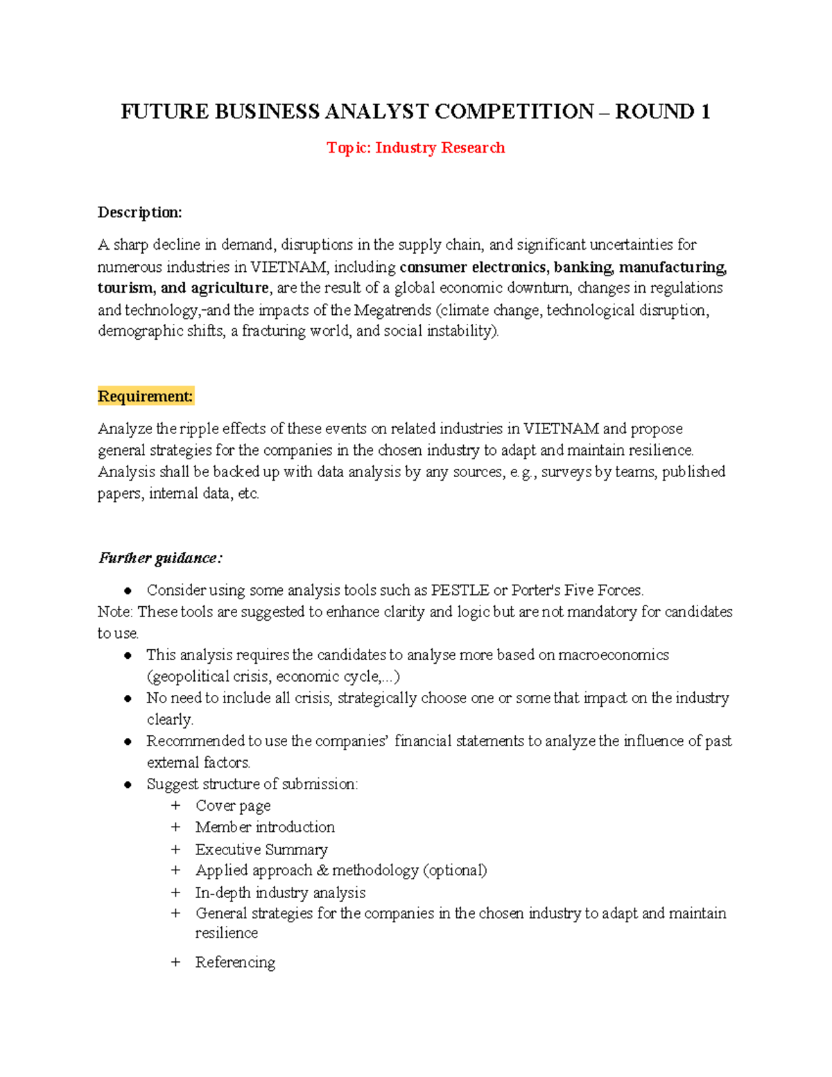FUTURE BUSINESS ANALYST 2024: Industry Research & Strategies for ...