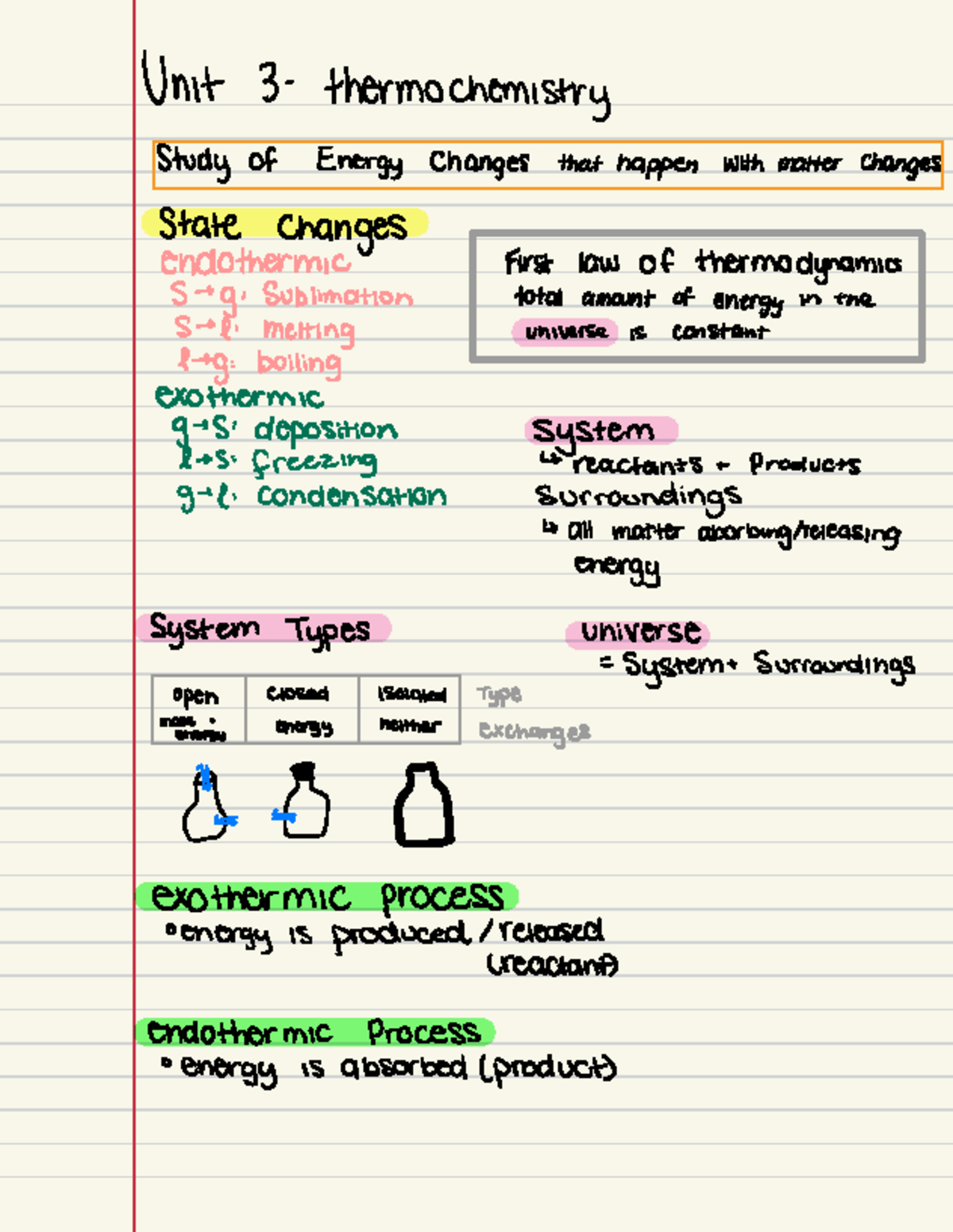 SCH4U Thermochemistry: Energy Changes and Enthalpy Concepts - Studocu