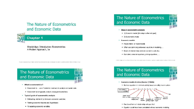 Econometrics and Economic Data Analysis: Key Concepts and Models - Studocu