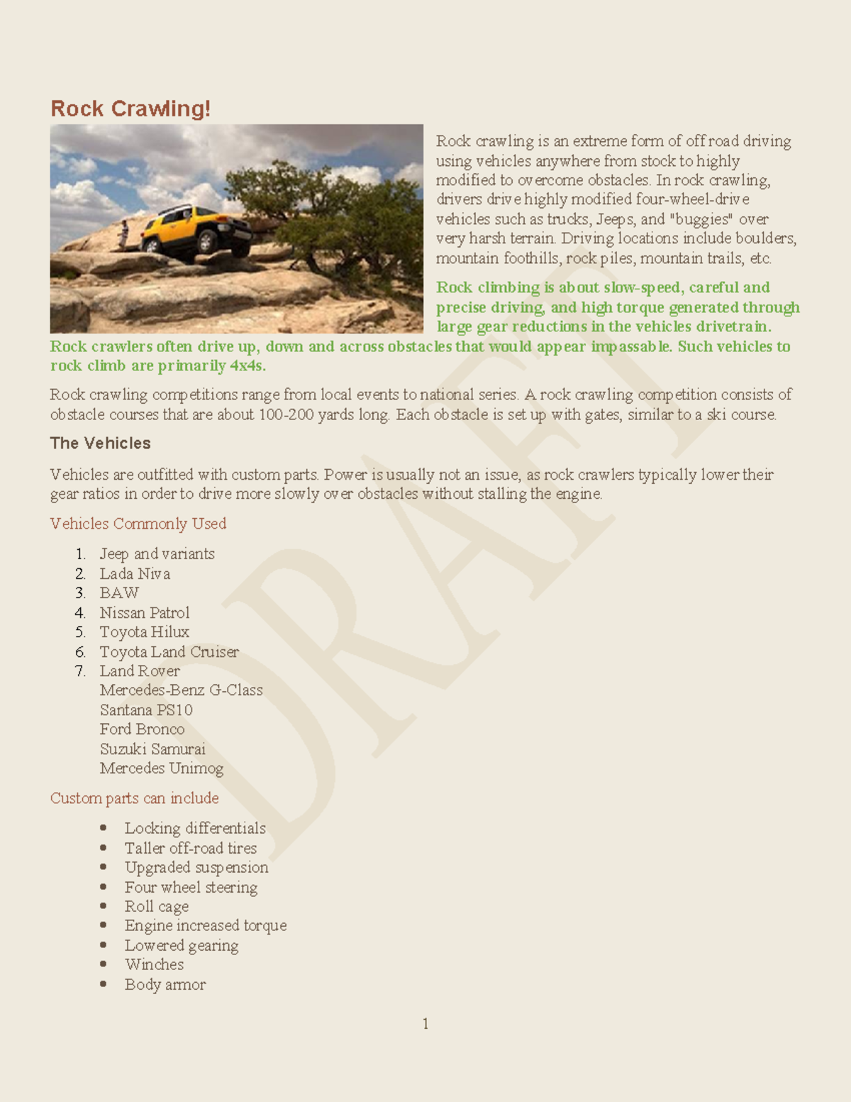 Rock Crawling Overview - MOS 2019 Guide in English - Studocu