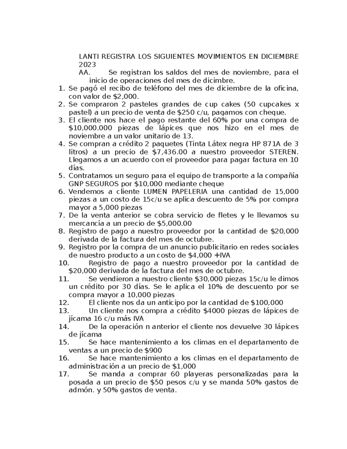 Movimientos Financieros de Lanti - Diciembre 2023 - Studocu