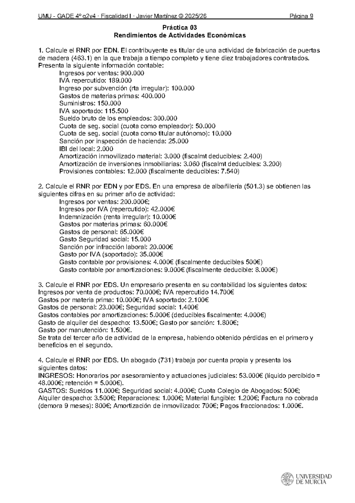 P03 F1g2y4 Práctica 03: Cálculo de RNR en Actividades Económicas - Studocu