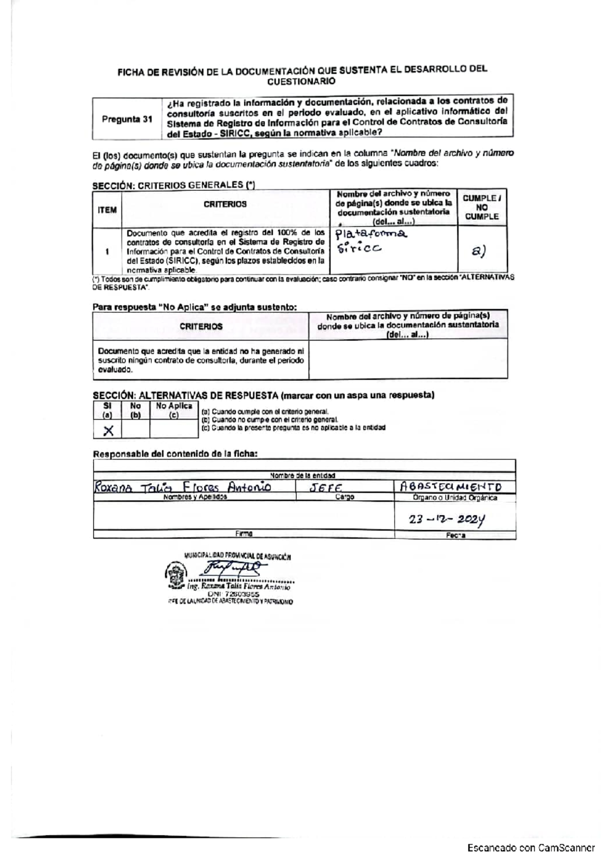 Revisión de Documentación para Pregunta 31 - SIRICC - Studocu