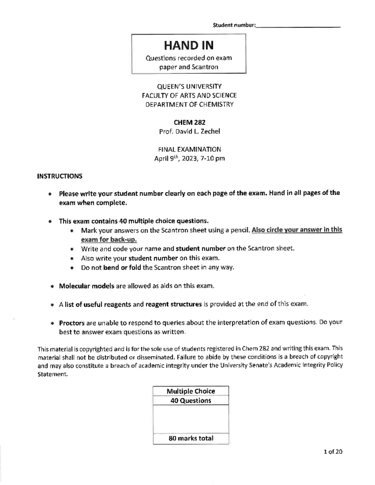 CHEM 282 Final Exam Practice Questions and Answers - Studocu