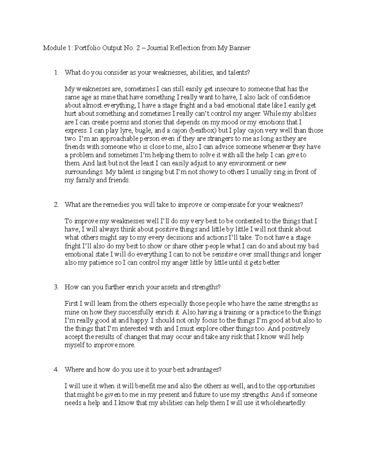 Journal Reflection from My Banner - Module 1: Portfolio Output No. 2 – Journal Reflection from ...