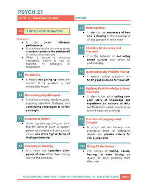 Notes psych - PHYSICAL SELF Self -understanding The individual’s ...