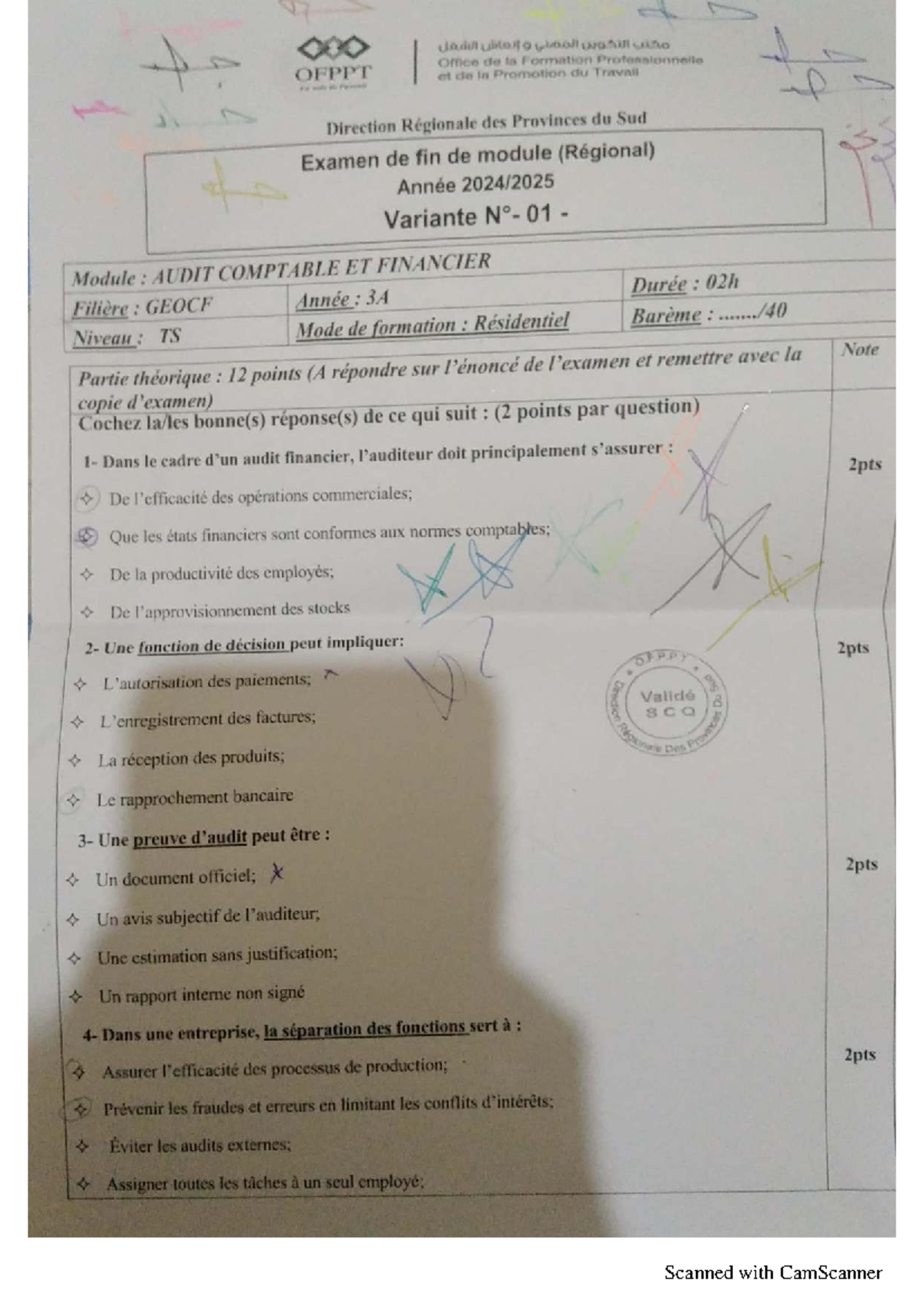 Examen de fin de module - AUDIT COMPTABLE ET FINANCIER (OFPPT) - Studocu