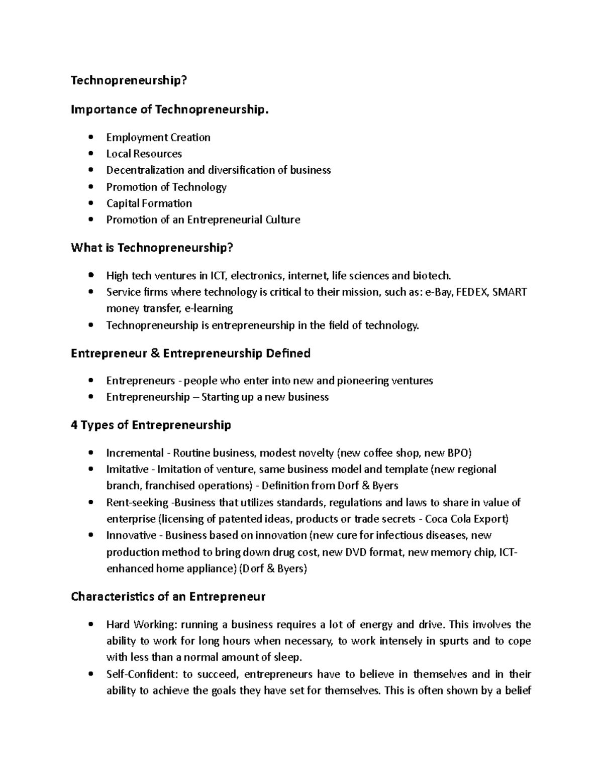 Technopreneurship Overview: CE Course Lecture Notes on Entrepreneurship ...