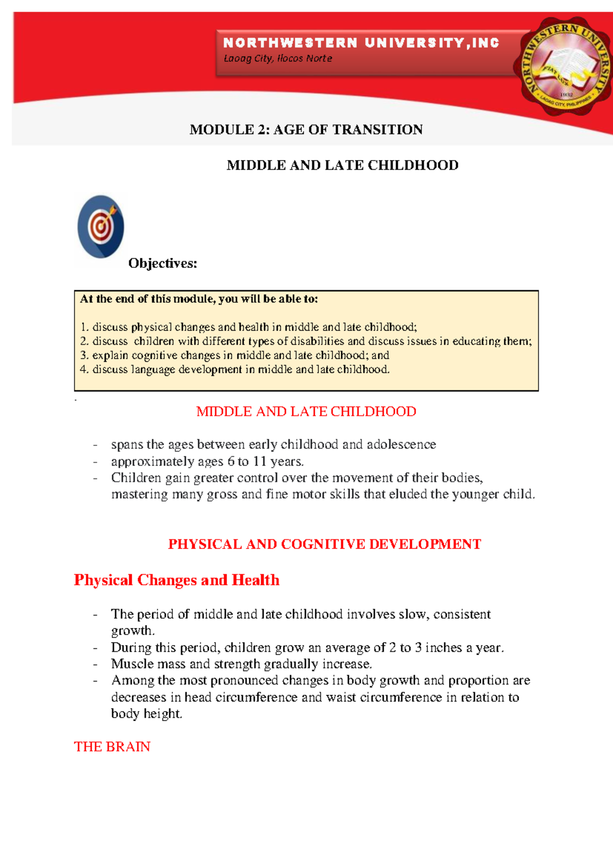 PSYCH 104: Module 2 - Physical & Cognitive Development in Childhood ...
